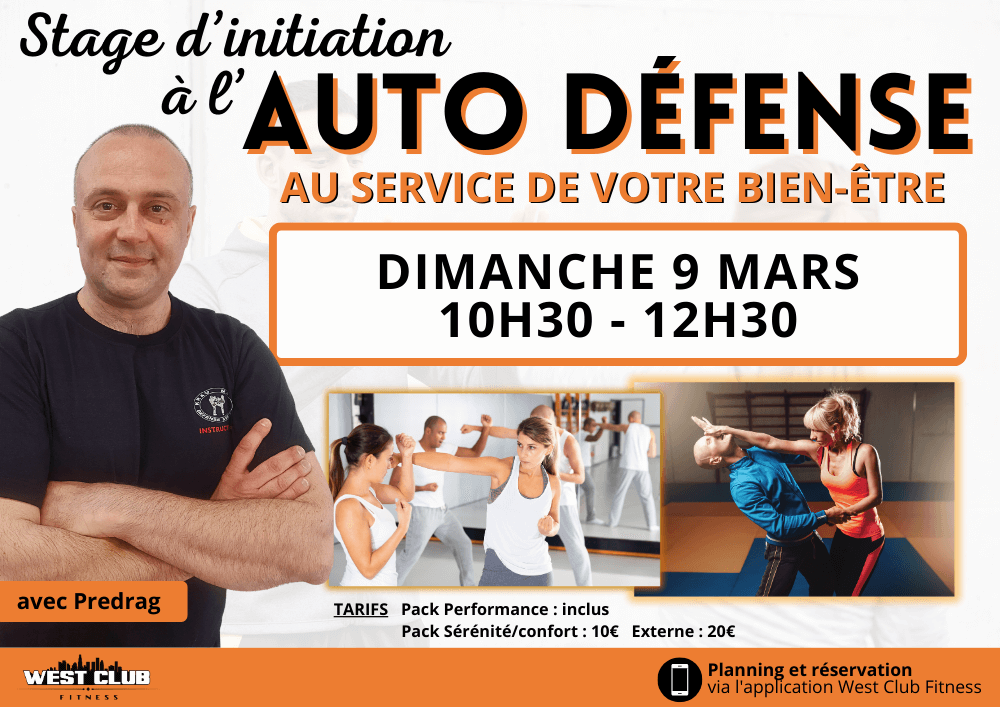 Stage d'Auto Défense , le dimanche 9 mars - West Club Fitness